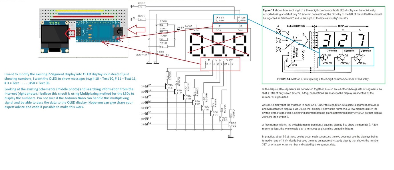 Converting 2 Digit Multiplexed 7 Segment Led Signal To 128 X 64 Oled Using Arduino Nano