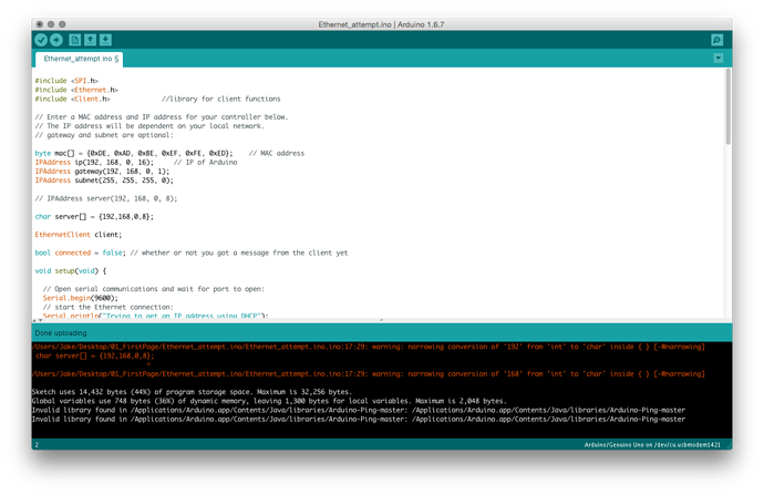 Connecting my Ethernet shield - Networking, Protocols, and Devices - Arduino Forum