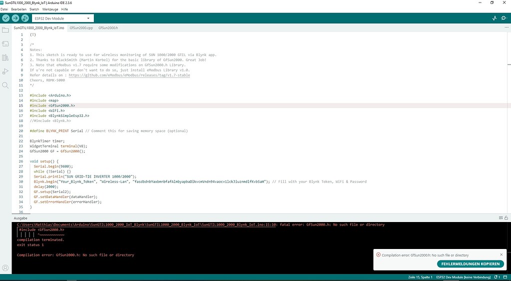 GfSun2000.h No such file or directory - Deutsch - Arduino Forum