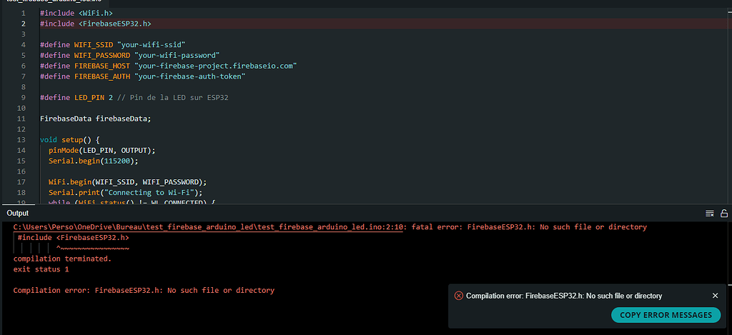 Bibliotheque esp32 firebase - Français - Arduino Forum