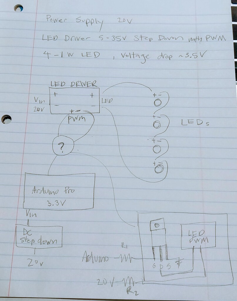 How to handle PWM with 20V PS, LED Driver and Arduino - General ...