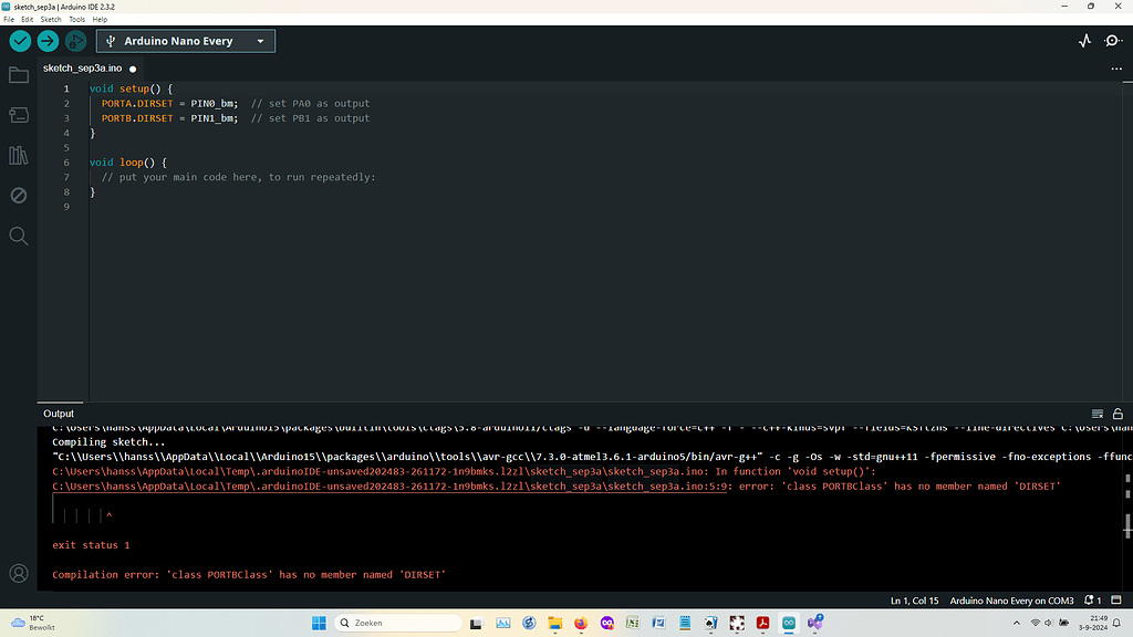 Port B gone missing - Nano Every - Arduino Forum