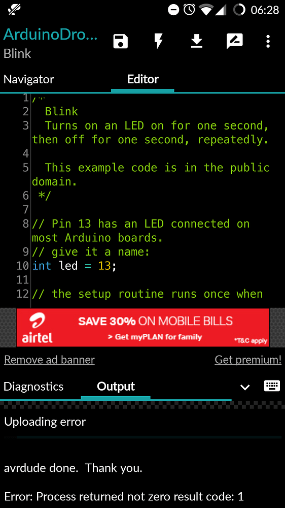 Unable to upload sketch via arduinodroid app on one plus one. - IDE 1.x - Arduino Forum