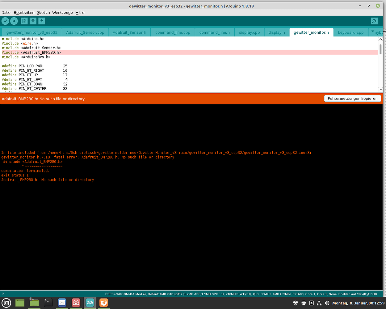 No such file or Direktory+BME280 - Deutsch - Arduino Forum