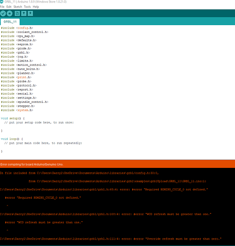 Compiling Error Grbl 1 1 Required Homing Cycle 0 Not Defined
