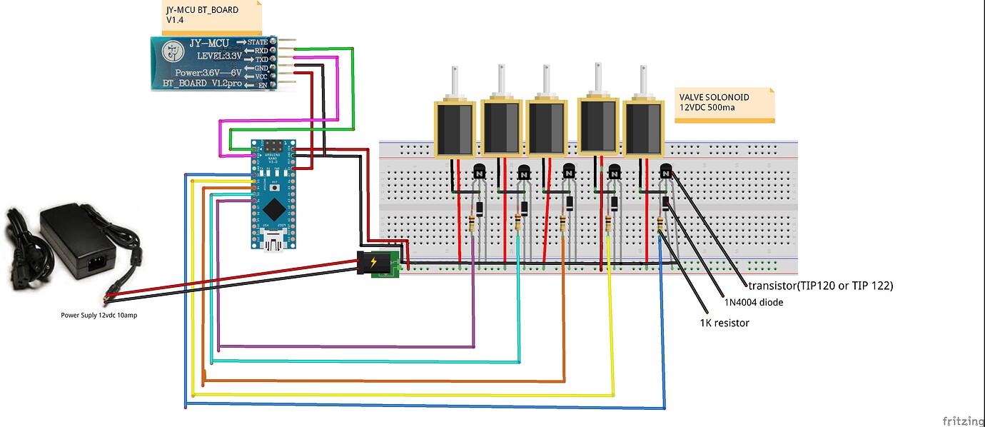 Help with powering 10 solenoids +bluetooh +nano arduino. - General ...