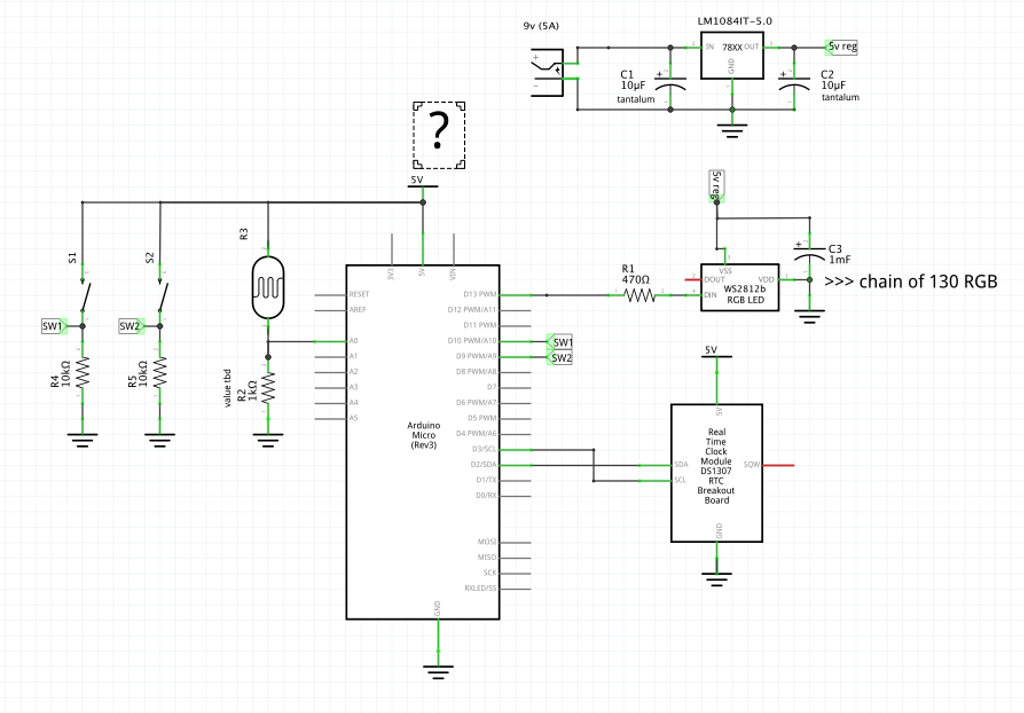 Where to apply external power to Arduino Micro (via 5V regulator ...