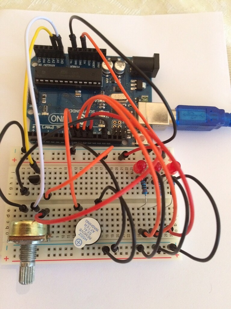 Need Help - Temp alarm project using LM35 and a potentiometer - Unstable temp - General Guidance ...