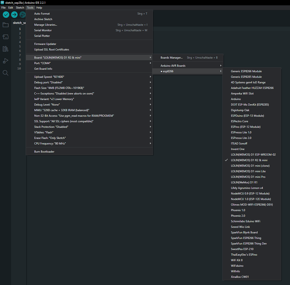 Esp8266MOD wird nicht erkannt - Deutsch - Arduino Forum