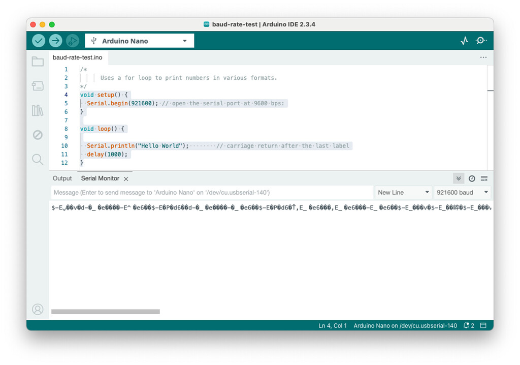 Issue with 921600 baud rate on MacOS - IDE 2.x - Arduino Forum