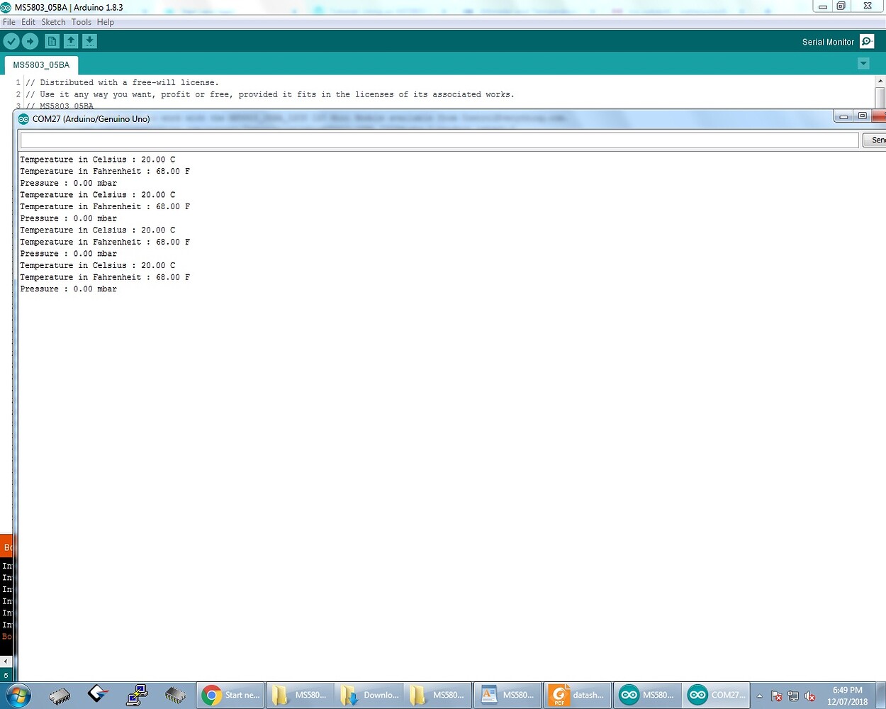 Not getting output from MS5803-05 BA pressure sensor..arduino UNO - Networking, Protocols, and ...