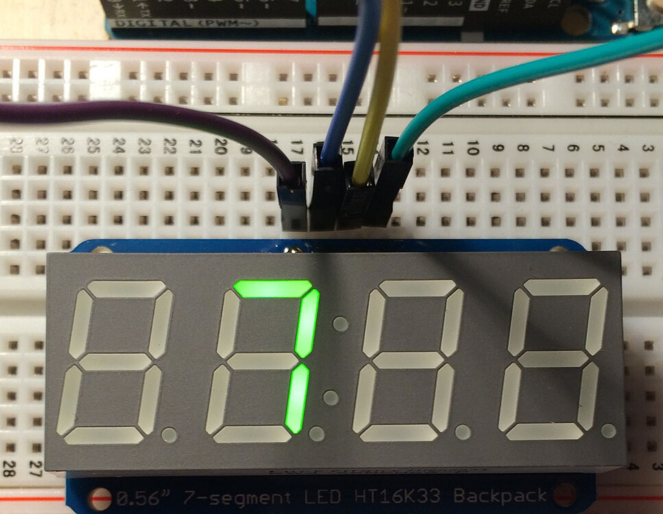 Unable to get a 7 segment LED display working with an I2C backpack ...