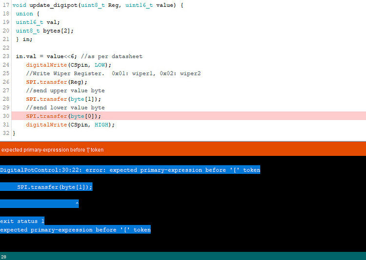 [SOLVED] MAX5494 10k Digipot and SPI - Resolution/taps issues - Programming - Arduino Forum