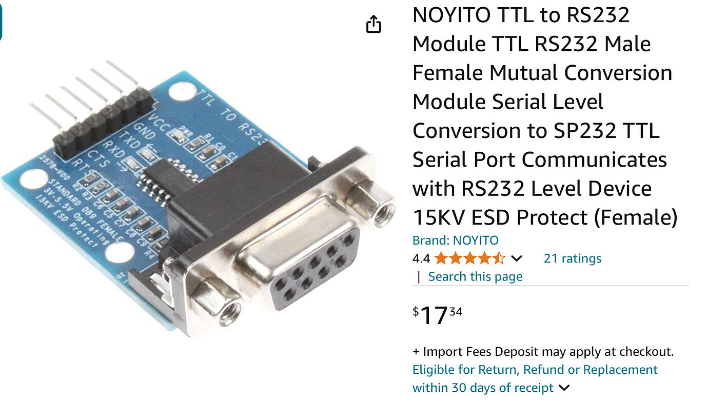 Connecting to old Serial or RS-232 devices - Networking, Protocols, and Devices - Arduino Forum
