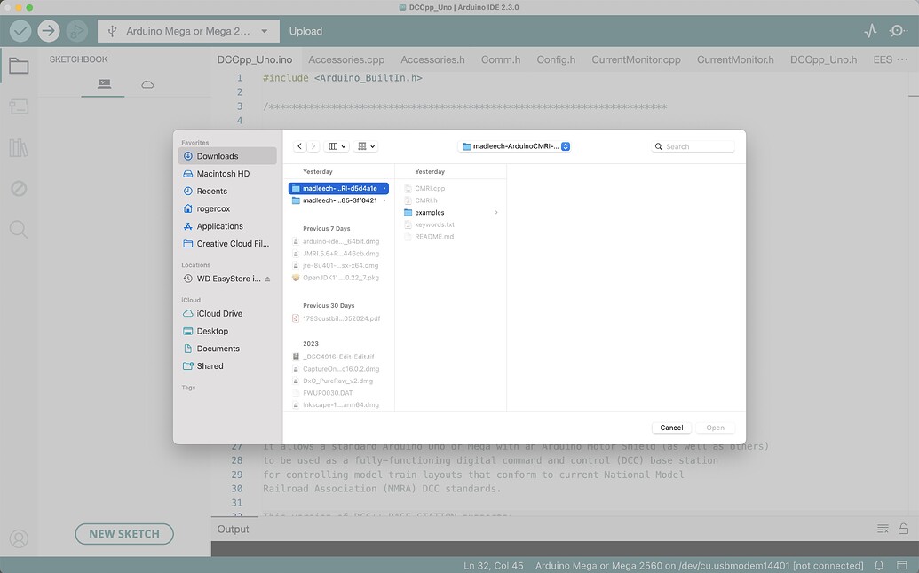 Help: Arduino IDE won't upload CMRI zip to Mac - IDE 2.x - Arduino Forum