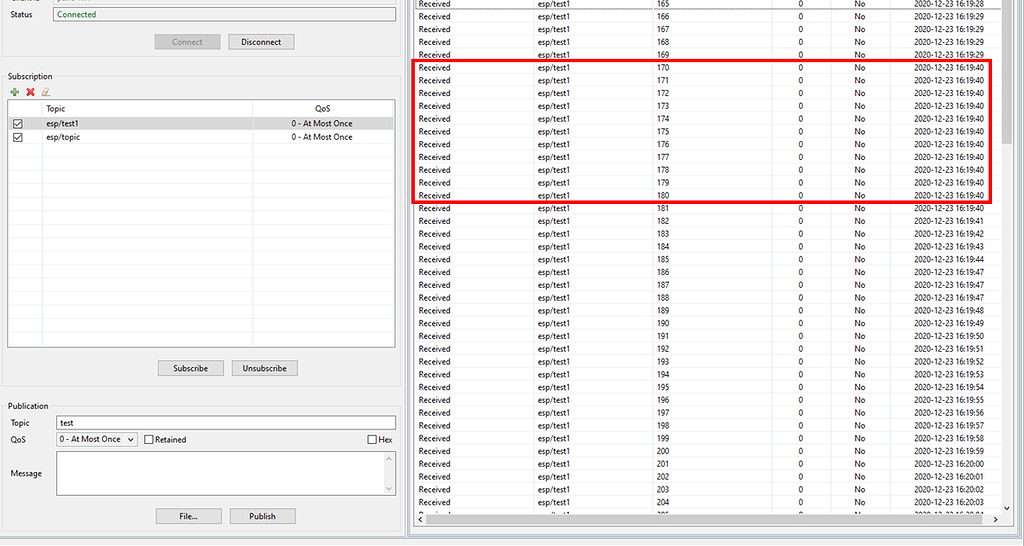Esp8266 Mqtt Publish Issues Message Seem To Buffering Before Being Sent Networking