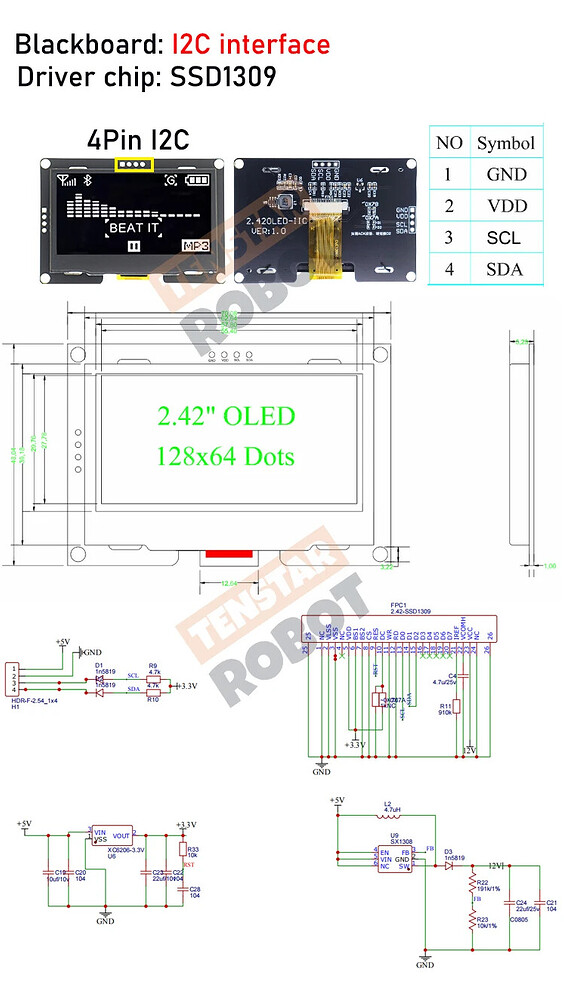 Ssd1309/oled 2,42" 128/64. Every second row of pixels has reduced ...