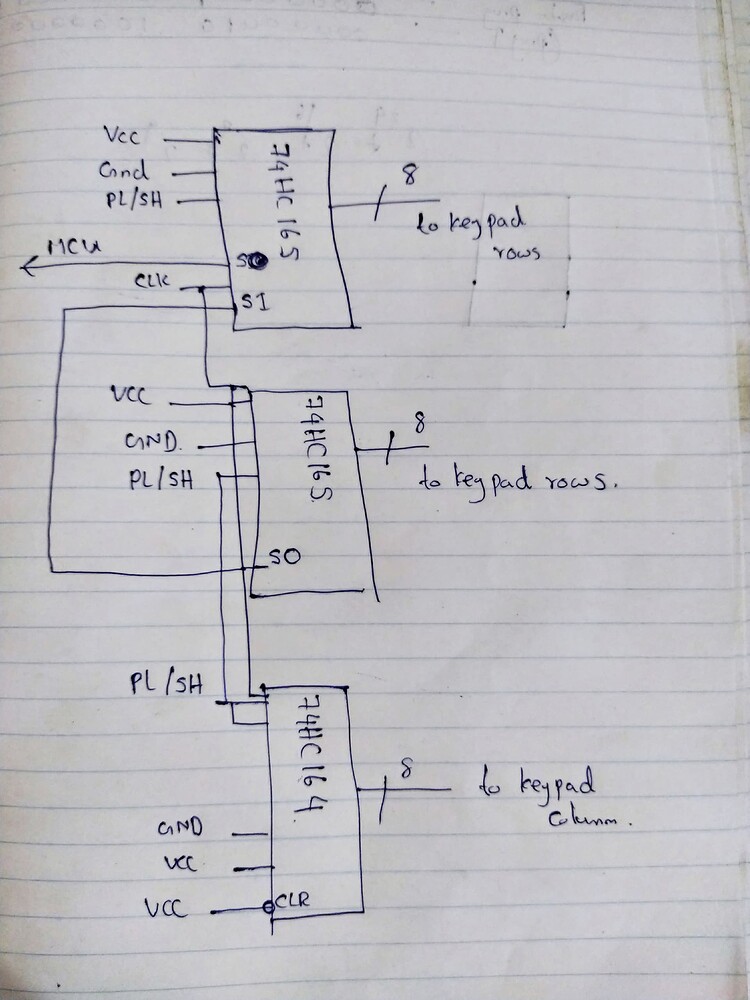 80 keys Using 74HC164 and 74HC165 Shift registers - General Guidance - Arduino Forum