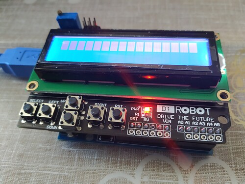 Arduino LCD 2x16 BL Shield displaying only boxes on top row. - Displays - Arduino Forum