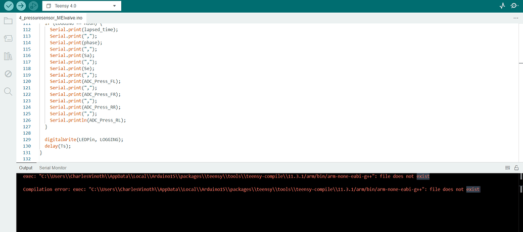 Compilation error for teensy 4.0 - IDE 2.x - Arduino Forum