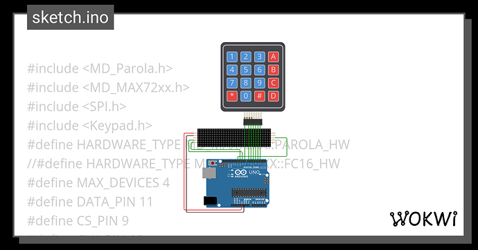 8x32 Mx7219 Dot Matrix With 3x4 Keypad Including Md Parola And Md Max72xx Leds And Multiplexing