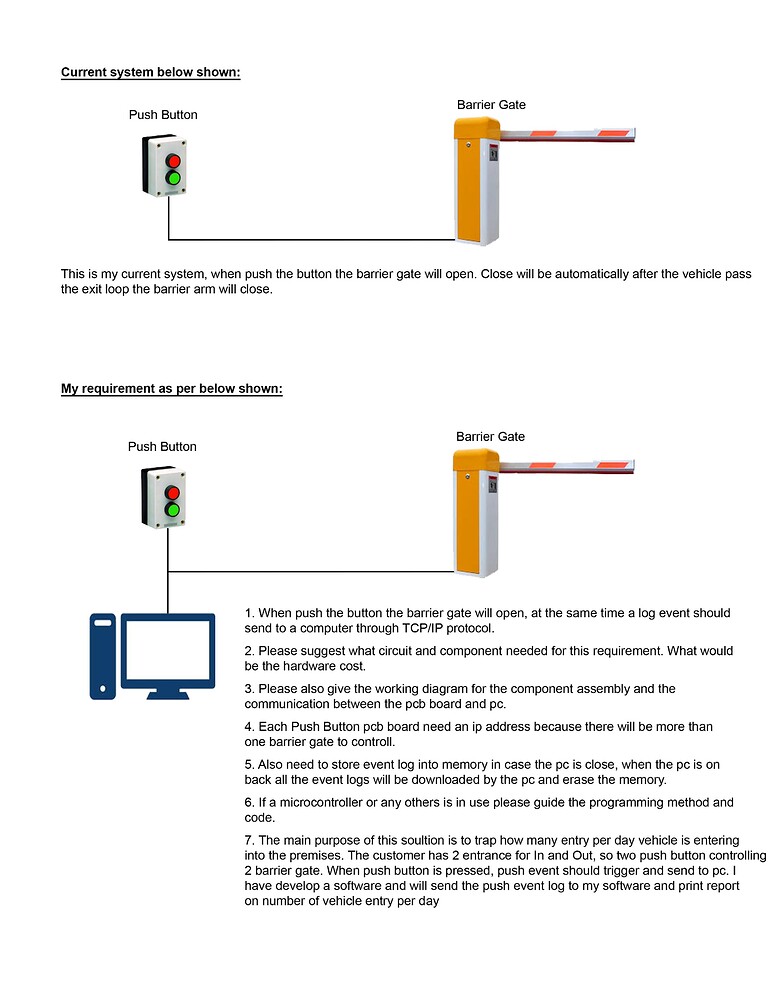 Using Arduino to trap Barrier Gate push button push event log ...