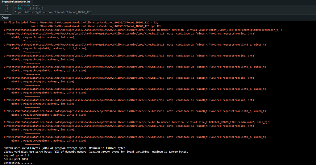 ESP32 I2C interfacing problem with SEN0359 capacitive fingerprint sensor - Programming - Arduino ...