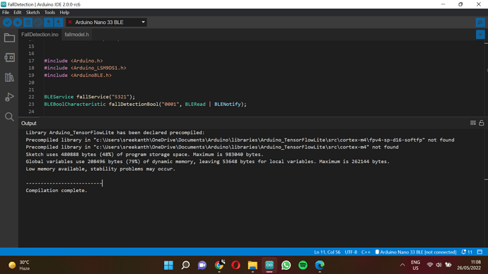 "Low memory available" warning when compiling sketch - Programming ...