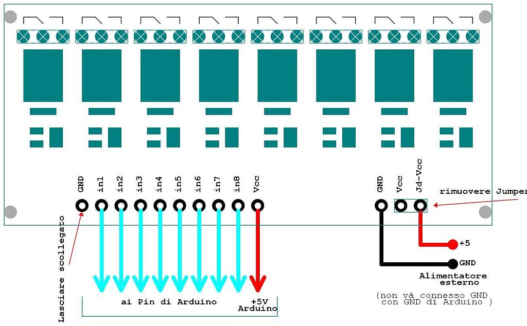Scheda 8 relè senza jumper - Generale - Arduino Forum