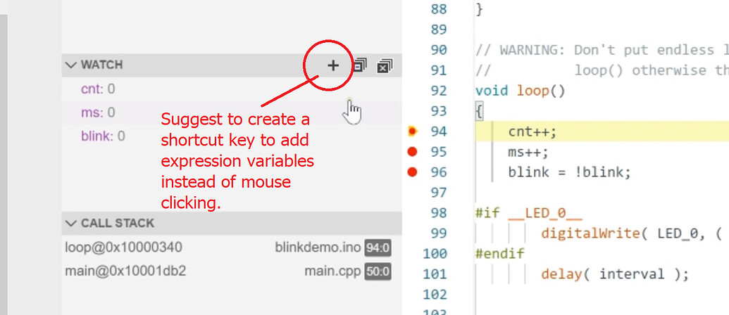Shortcut Key to add expression variables for Live Debugging? - IDE 2.x ...