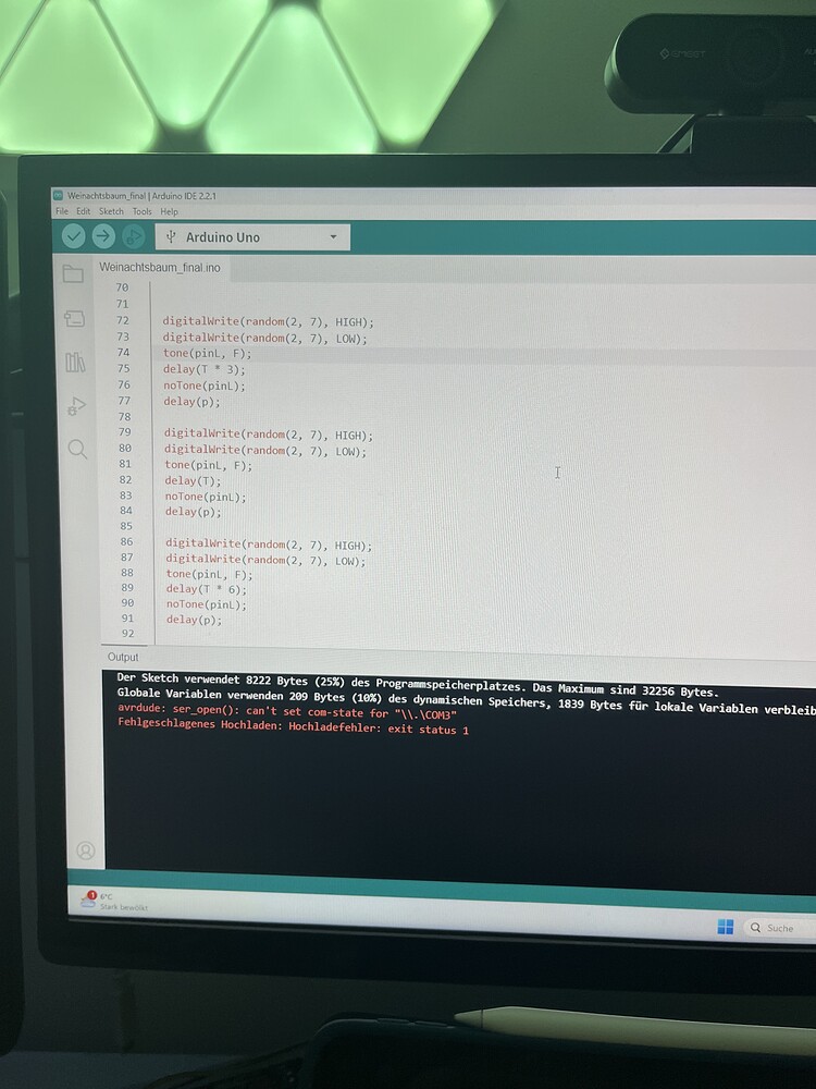 Ich bekomme mit dem typischen Fake China Board immer beim Upload diesen ...