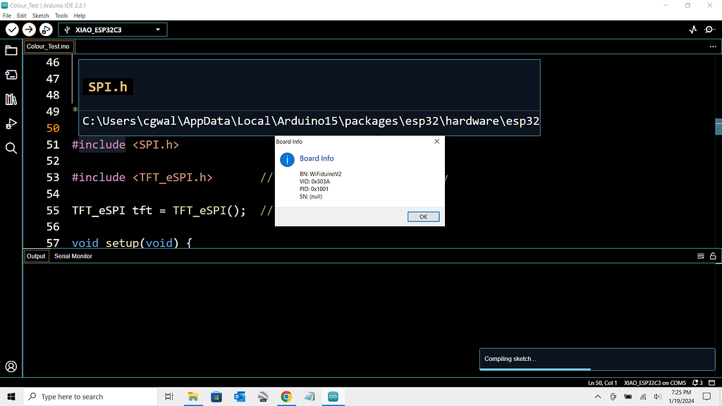 Arduino Board Info Tools Board Info Says Wifiduinov2 Ide 2 X