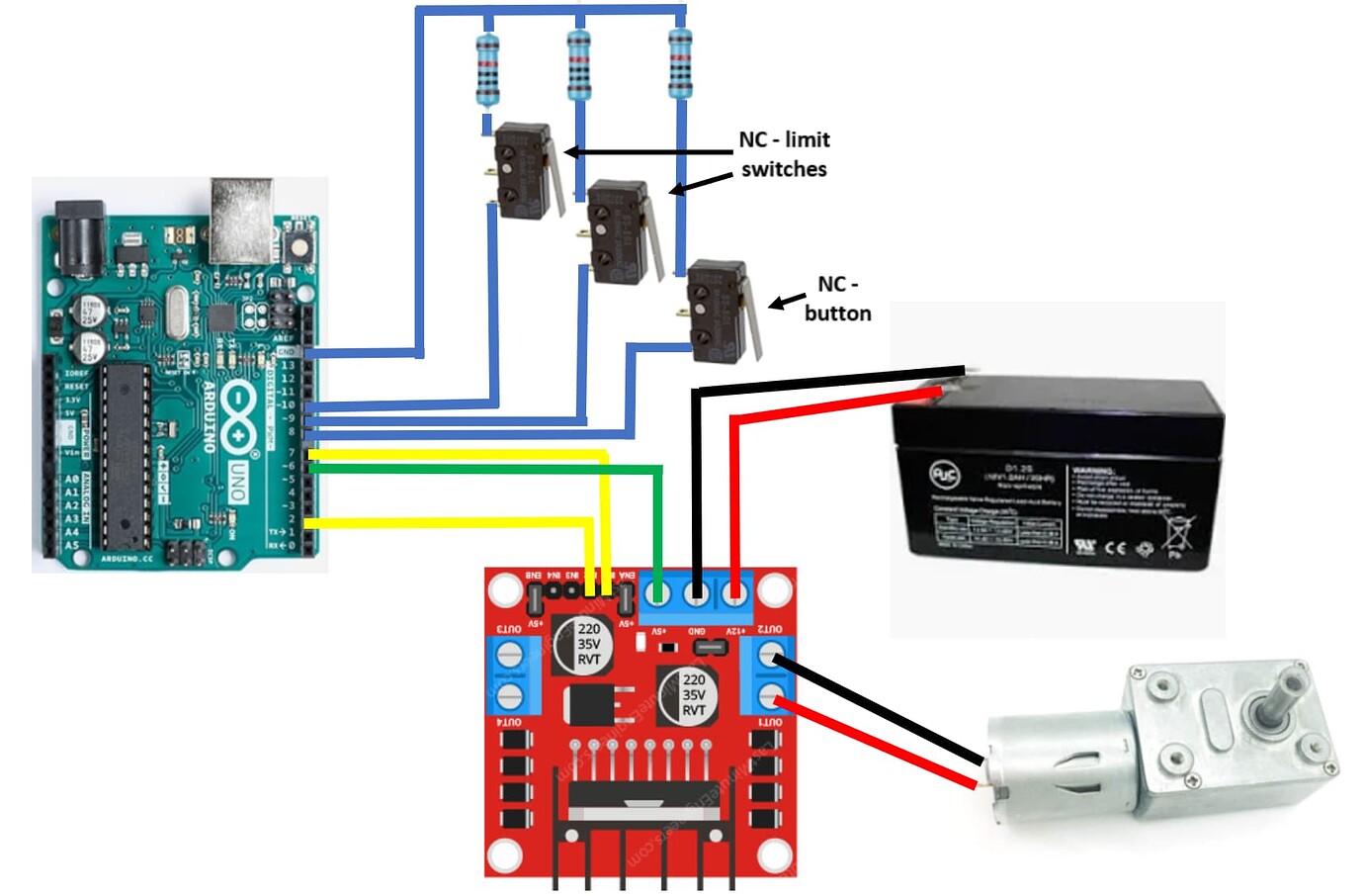 Motor with 2 limit switches - Programming - Arduino Forum