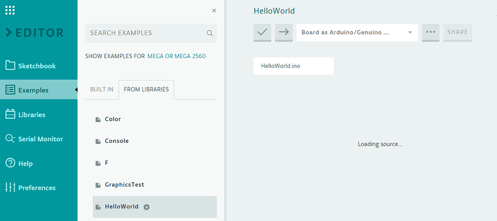 [Solved] Web Editor - Custom Library Examples and COM port default - Cloud Editor - Arduino Forum