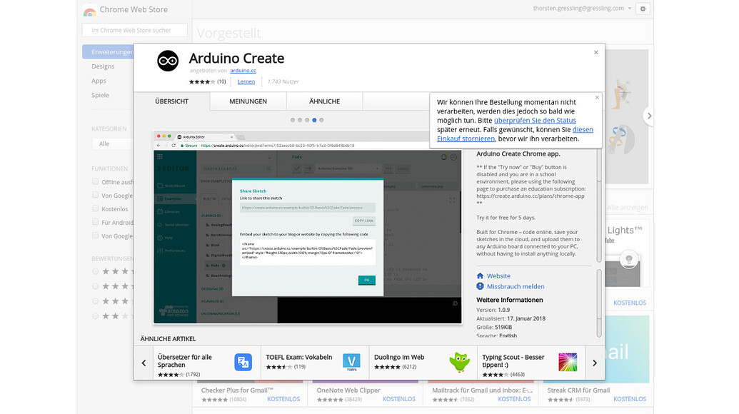 [Solved] Chrome App Purchase Problems - Cloud Chrome App - Arduino Forum