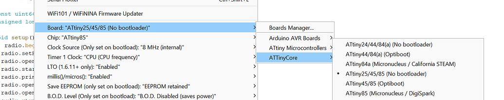 [SOLVED]Compilation error on Atiny 85 + Nrf24l01 - Programming - Arduino Forum