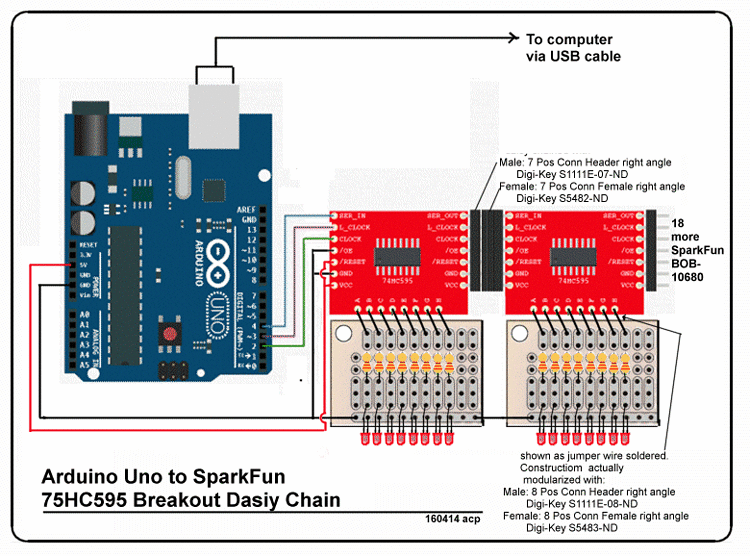 Arduino to 74HC595, Second or third set of output pins - Programming - Arduino Forum