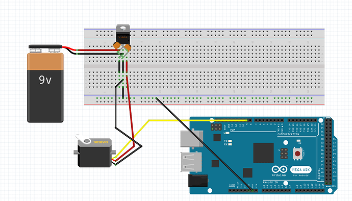 Arduino Mega - Digital Servo with External Power Source (Stepped down ...