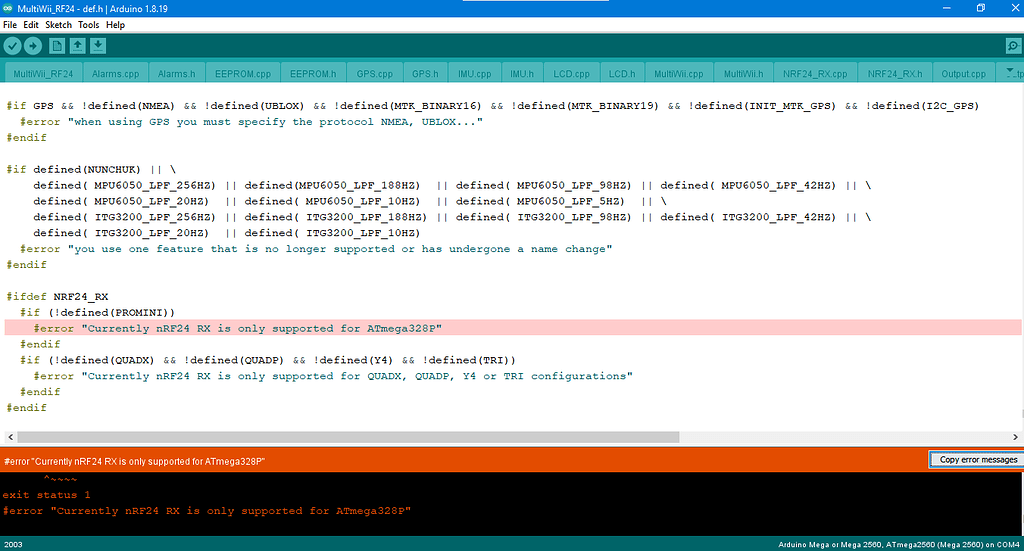 Error Currently nRF24 RX is only supported for ATmega328P - Programming - Arduino Forum
