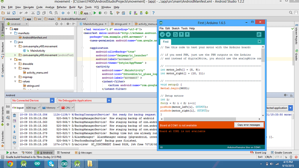 issue on arduino and android studio - General Guidance - Arduino Forum