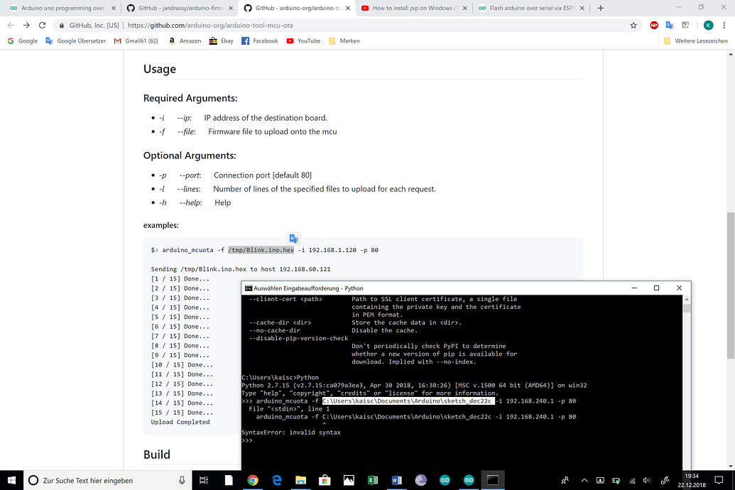 Arduino uno programming over OTA with ESP8266 - Interfacing w/ Software on the Computer ...