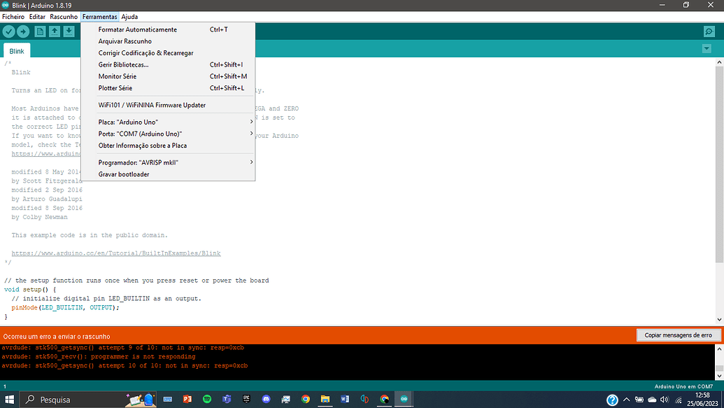 Arduino reconizes my board, but it doesn´t send the code - Uploading - Arduino Forum
