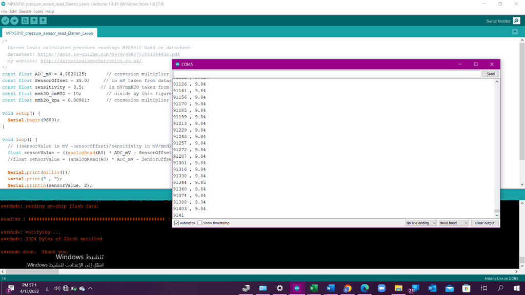 Arduino serial monitor giving constant value for pressure drop ...