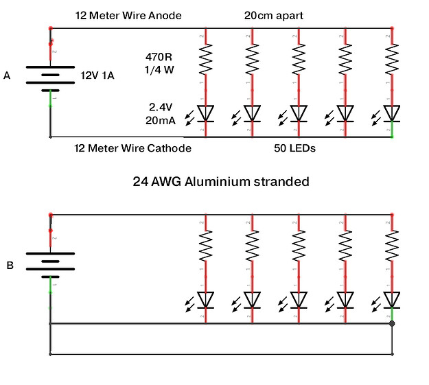 Long Led String At Parallel Power Drop Leds And Multiplexing