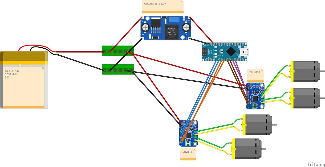 Troubleshooting Voltage Drop to Motors - Robotics - Arduino Forum
