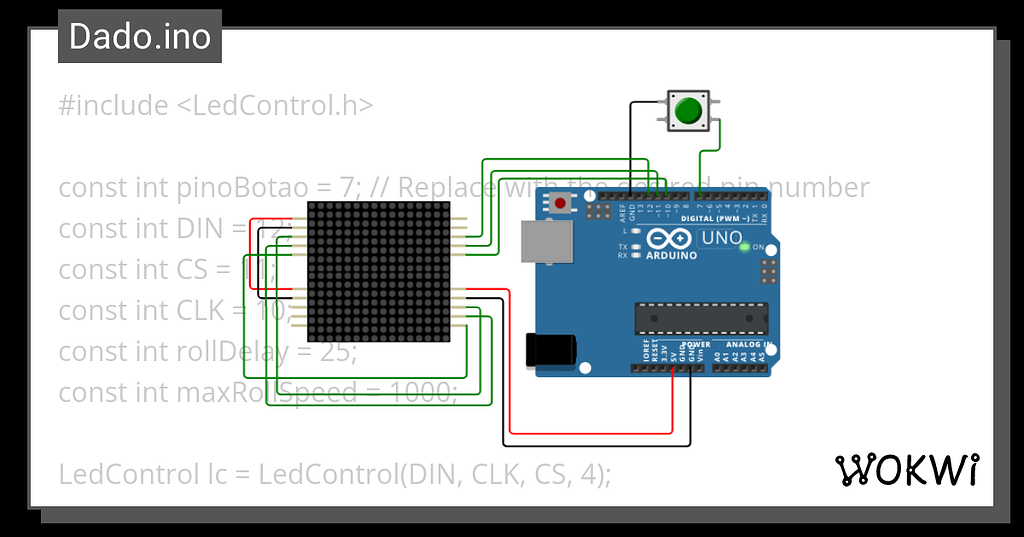 Codigo com led matrix fuincinou na simulação mas não funcionou na parte ...