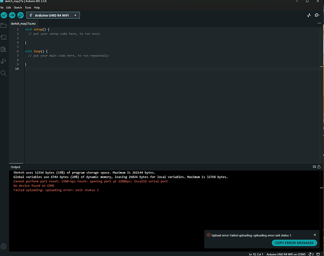 Unable to upload sketches (Arduino Uno R4 Wifi) - Uploading - Arduino Forum Unable to upload sketches (Arduino Uno R4 Wifi) - Uploading - Arduino Forum