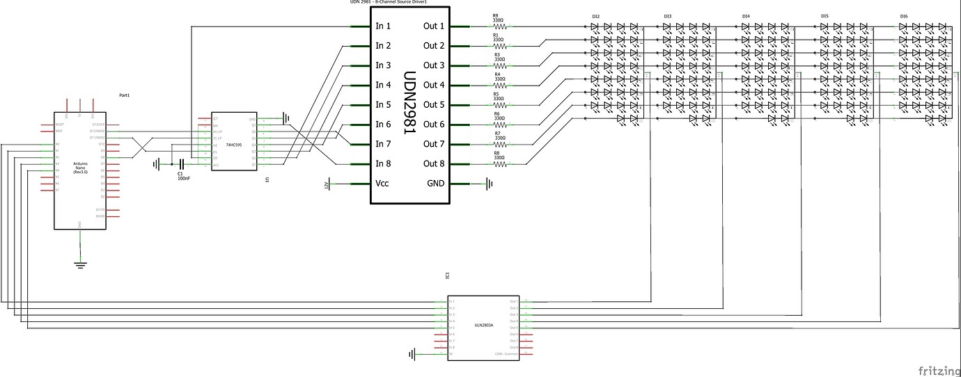 Common Cathode 7-segment LED array with 74HC595/UDN2981/ULN2803 - LEDs ...