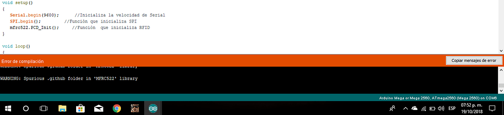 Error al intentar compilar un código de RC522 - Software - Arduino Forum