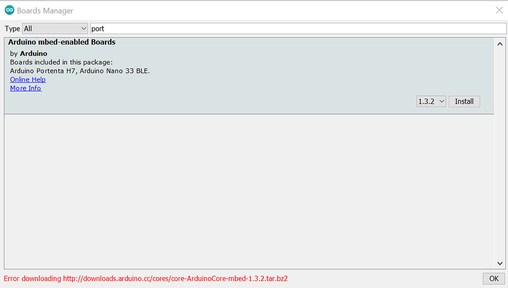 Portenta H7 - error downloading board manager to arduino IDE - Portenta H7 - Arduino Forum